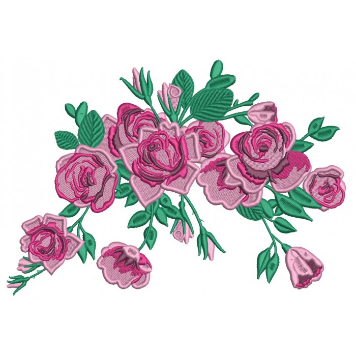 Beautiful Red Roses Filled Machine Embroidery Design Digitized Pattern
