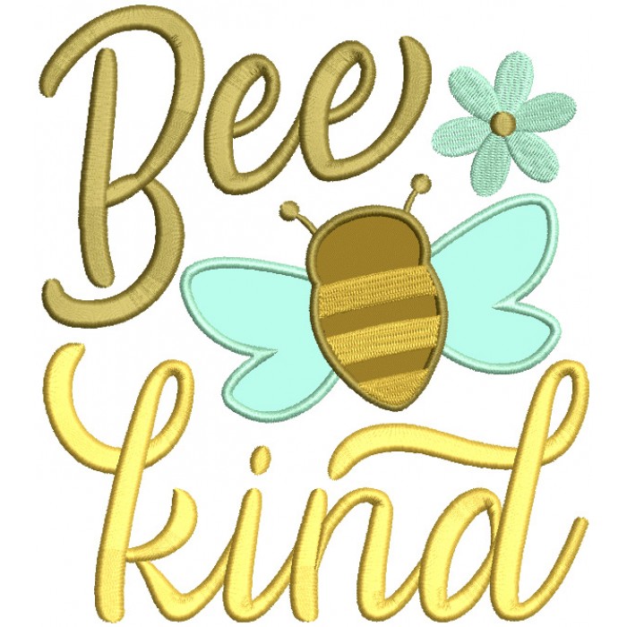 Bee Kind Bumblebee Applique Machine Embroidery Design Digitized Pattern
