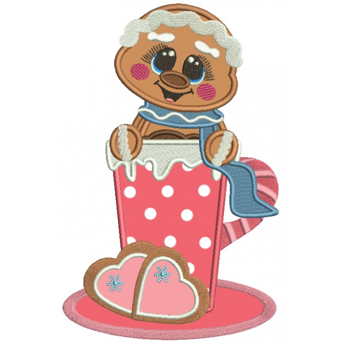 Gingerbread Man With Heart Shaped Cookies Applique Machine Embroidery ...