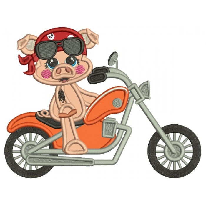 Little Big Biker Riding a Motorcycle Applique Machine Embroidery ...