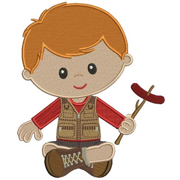 Little Boy Camper Filled Machine Embroidery Design Digitized Pattern