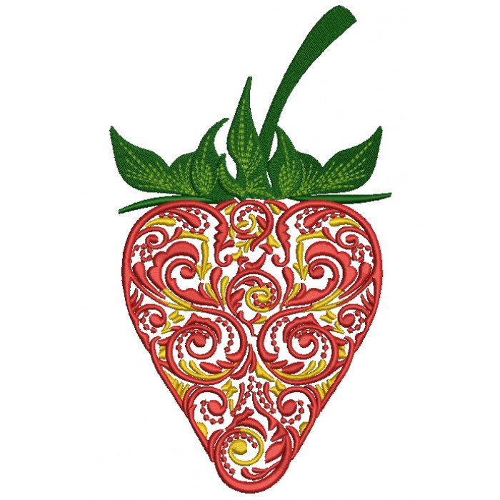 Ornate Strawberry Filled Machine Embroidery Design Digitized Pattern