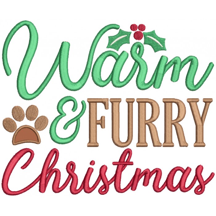 Warm And Furry Christmas Dog Paw Applique Machine Embroidery Design ...