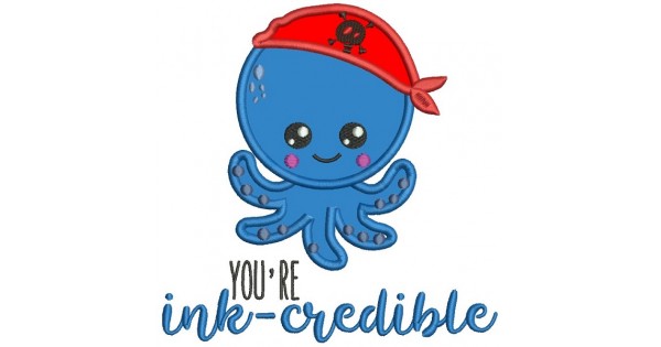 You're Ink-Credible Cute Pirate Octopus Applique Machine Embroidery ...