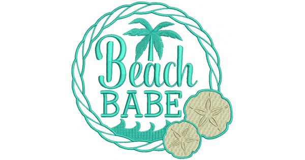 Beach Babe Waves And Palm Tree Summer Filled Machine Embroidery Design ...