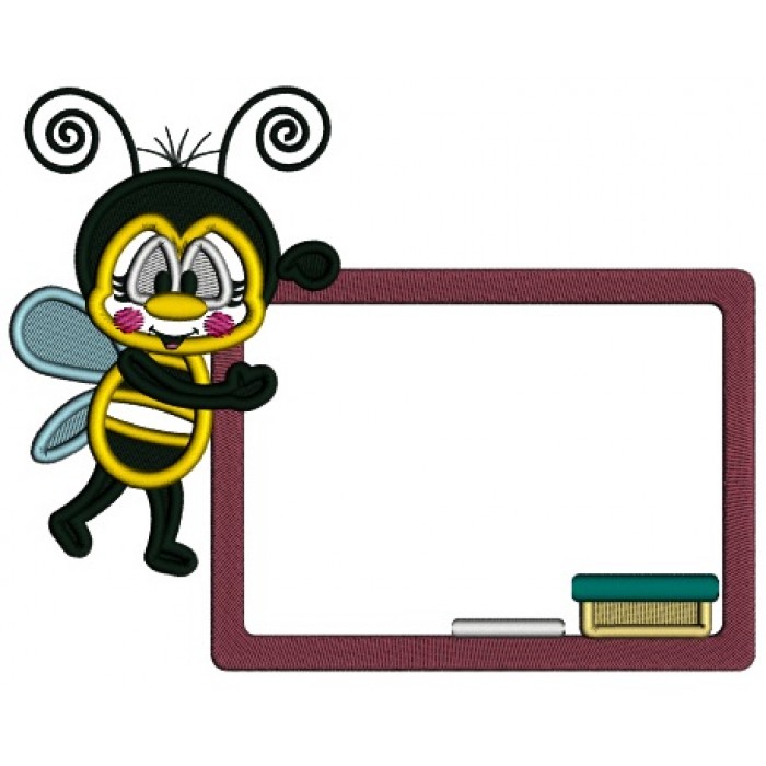 Bee With School Board And Books Applique Machine Embroidery Design ...