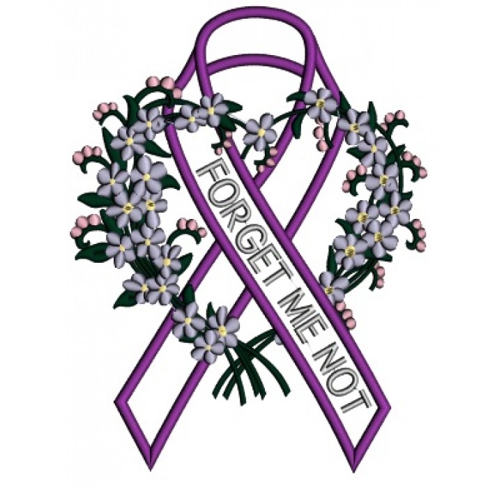 Forget Me Not Alzheimer's Ribbon Applique Machine Embroidery Design ...