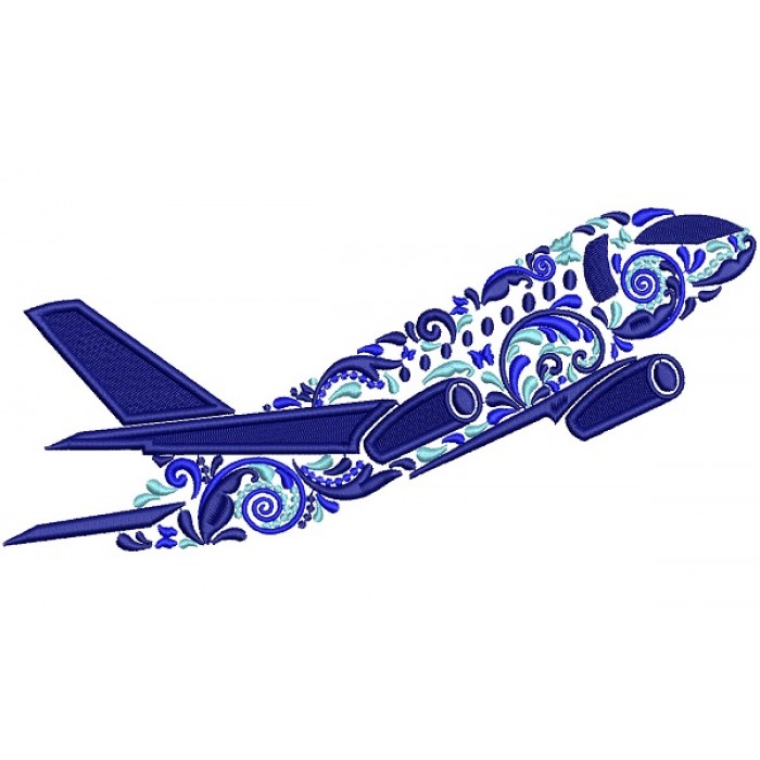 Ornate Airplane Filled Machine Embroidery Design Digitized Pattern