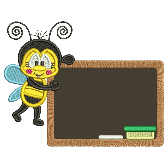 Bee With School Board And Books Applique Machine Embroidery Design ...