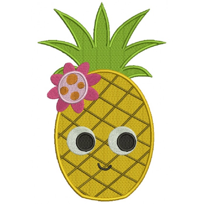 Cute Little Pineapple Filled Machine Embroidery Design Digitized Pattern