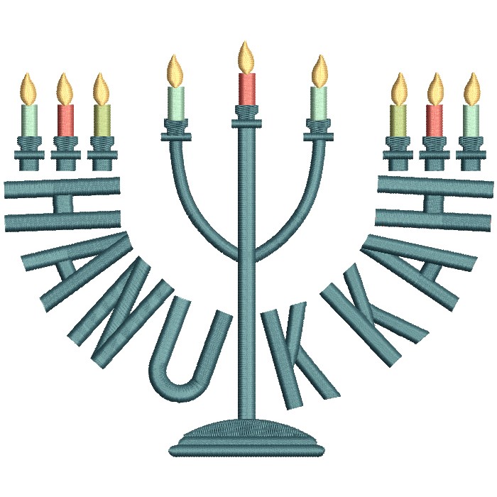 Hanukkah Menorah Filled Machine Embroidery Design Digitized Pattern