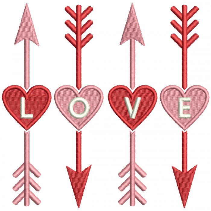 Love Cupid Arrows Valentine's Day Filled Machine Embroidery Design ...