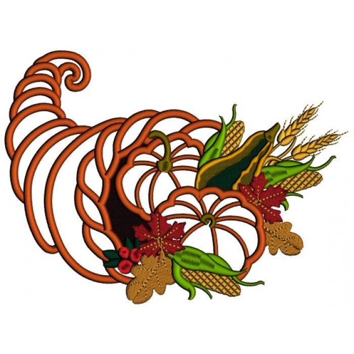 Thanksgiving Cornucopia Applique Machine Embroidery Design Digitized ...