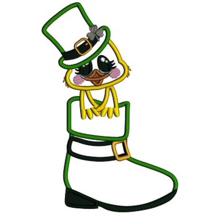 Little Chick Sitting Inside a Big Boot Applique St. Patrick's Day ...