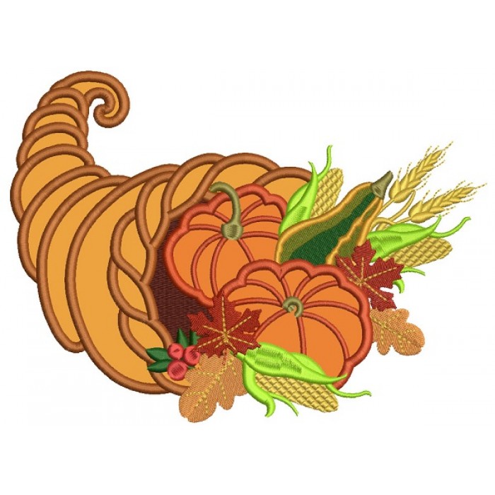 Thanksgiving Cornucopia Applique Machine Embroidery Design Digitized ...