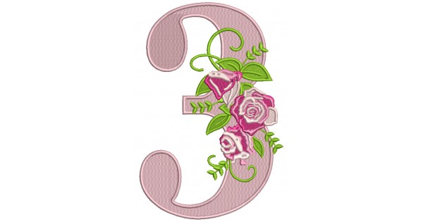 Third Birthday With Flowers Filled Machine Embroidery Design Digitized ...