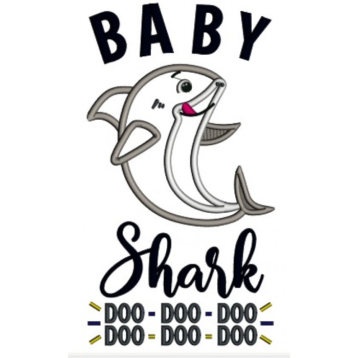 Baby Boy Shark Doo Doo Children Rhimes Applique Machine Embroidery ...