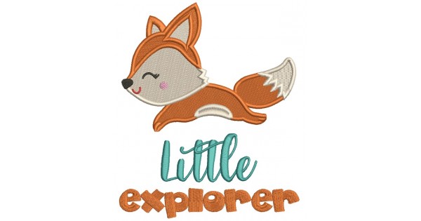 Little Explorer Fox Filled Machine Embroidery Design Digitized Pattern