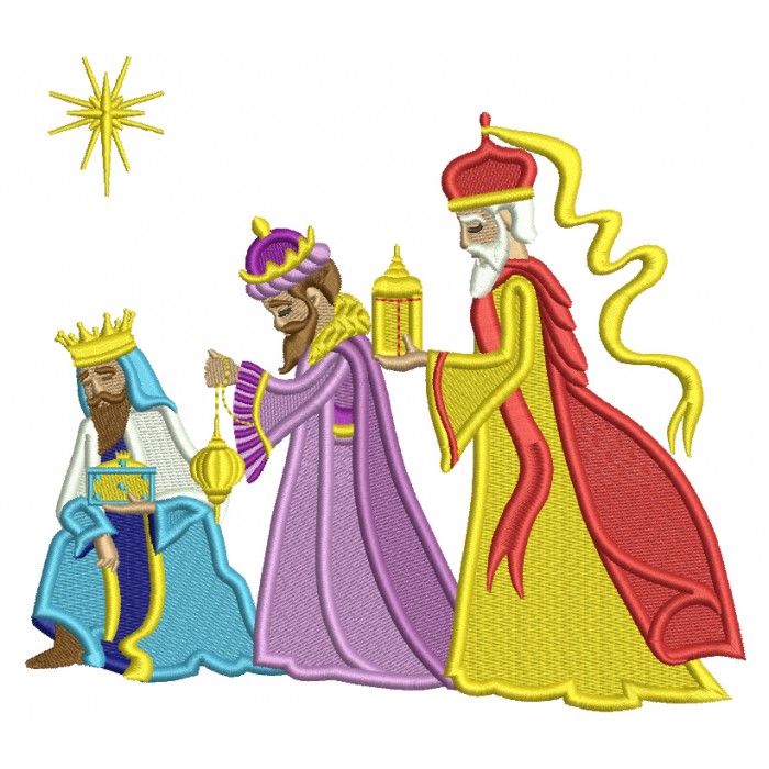 Three Kings Christmas Filled Machine Embroidery Design Digitized Pattern