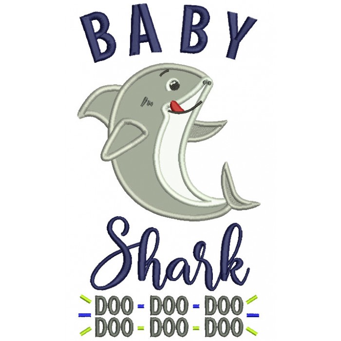 Baby Boy Shark Doo Doo Children Rhimes Applique Machine Embroidery ...