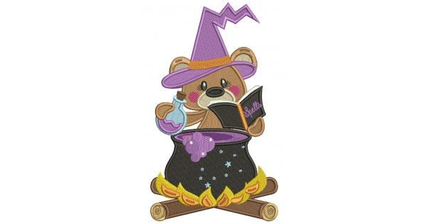 Bear Wizard Casting a Spell Halloween Filled Machine Embroidery Design ...