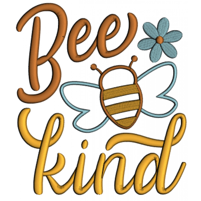 Bee Kind Bumblebee Applique Machine Embroidery Design Digitized Pattern