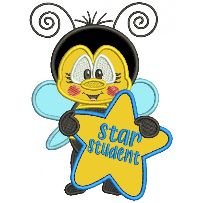Bee Star Student School Applique Machine Embroidery Design Digitized ...