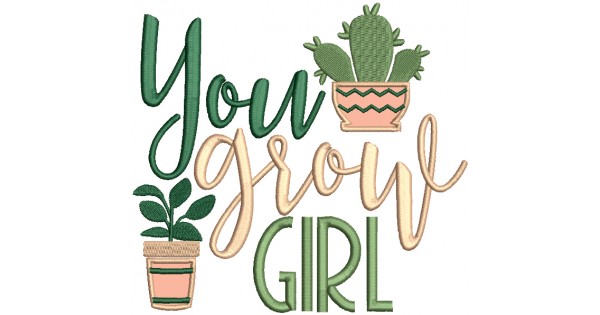 You Grow Girl Applique Machine Embroidery Design Digitized Pattern
