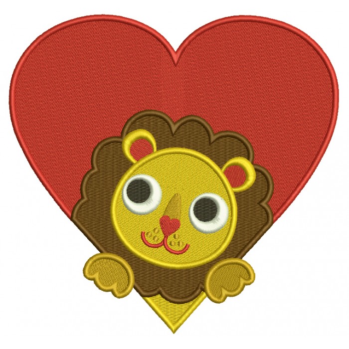 Big Heart Lion Filled Machine Embroidery Design Digitized Pattern