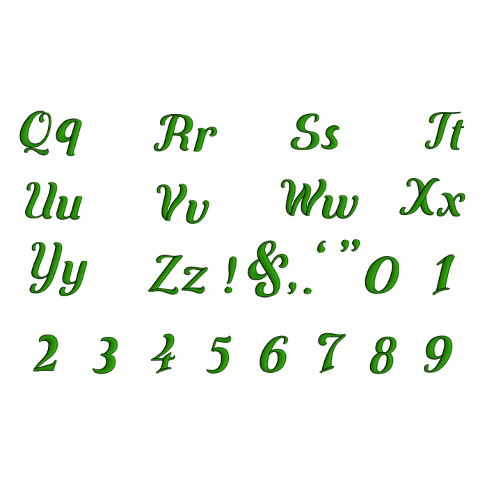 Carta Script Machine Embroidery Font Upper and Lower Case 1 2 3 inches