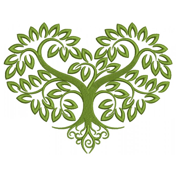 Heart Shaped Tree Filled Machine Embroidery Design Digitized Pattern