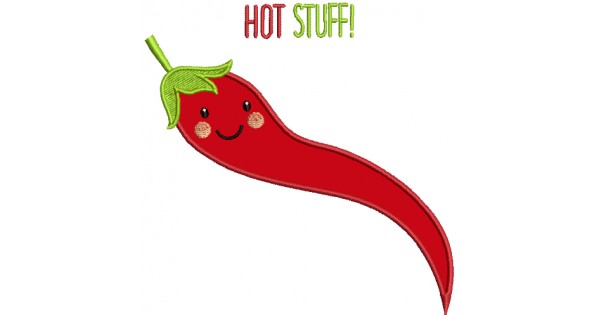 Hot Stuff Pepper Applique Machine Embroidery Design Digitized Pattern