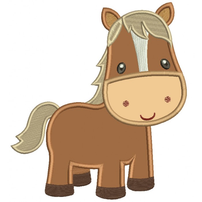 Cute Little Pony Horse Applique Machine Embroidery Digitized Design Pattern