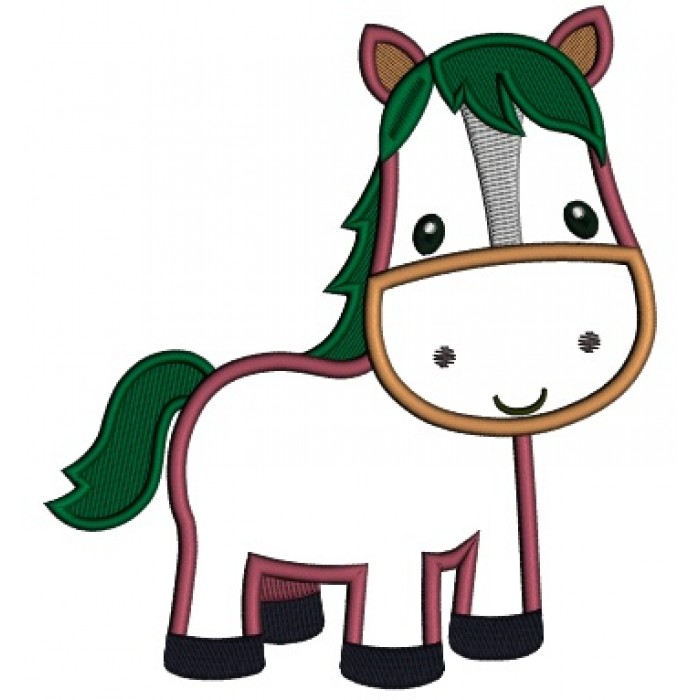 Cute Little Pony Horse Applique Machine Embroidery Digitized Design Pattern