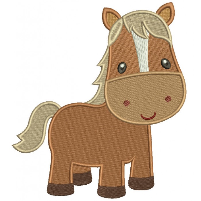 Cute Little Pony Horse Filled Machine Embroidery Digitized Design Pattern