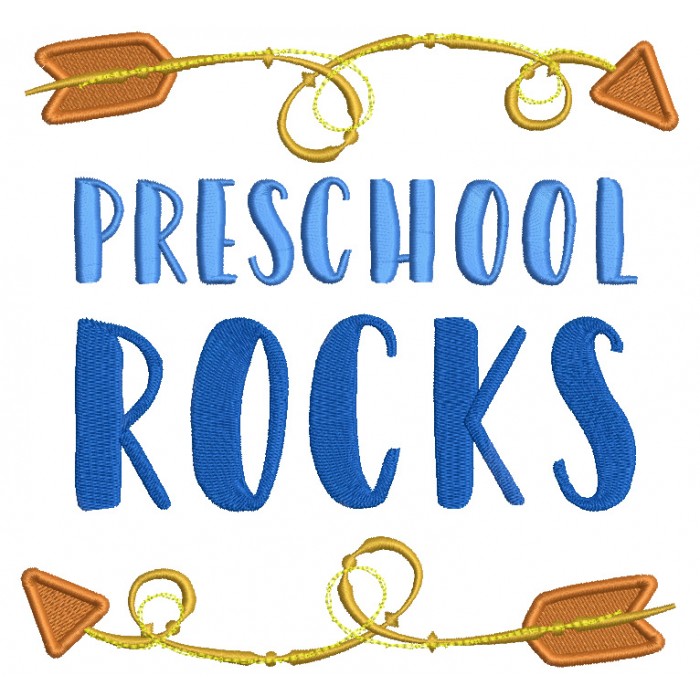 Preschool Rocks Filled Machine Embroidery Digitized Design Pattern