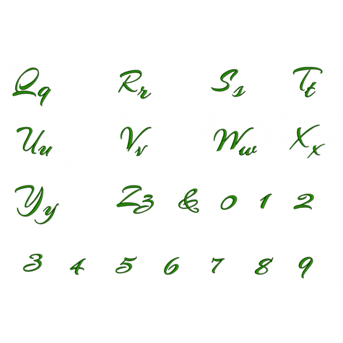 Amizon Font Machine Embroidery Script Upper and Lower Case 1 2 3 inches