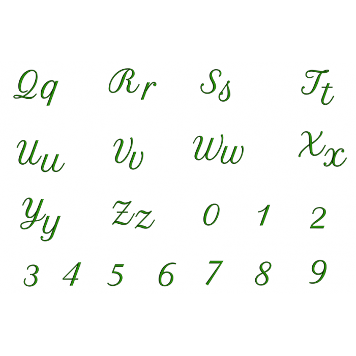 Petit Font Machine Embroidery Script Upper and Lower Case 1 2 3 inches