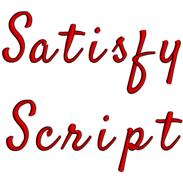 Satisfy Font Machine Embroidery Script Upper and Lower Case 1 2 3 inches