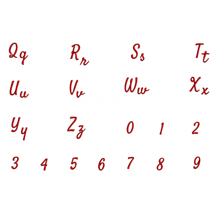 Satisfy Font Machine Embroidery Script Upper and Lower Case 1 2 3 inches