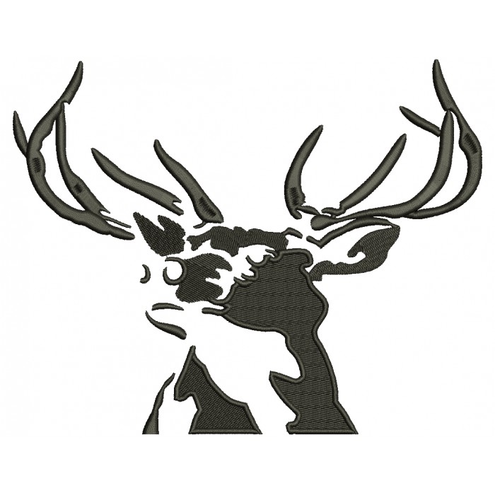 Trophy Buck Hunting Filled Machine Embroidery Design Digitized Pattern