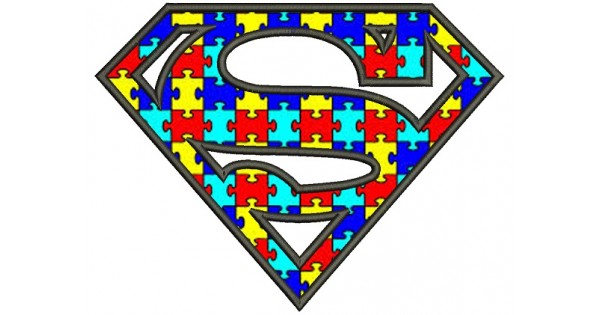 Autism Awareness Superman Applique Machine Embroidery Design Digitized ...
