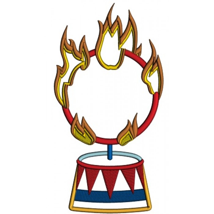 Circus Fire Ring Applique Machine Embroidery Design Digitized Pattern