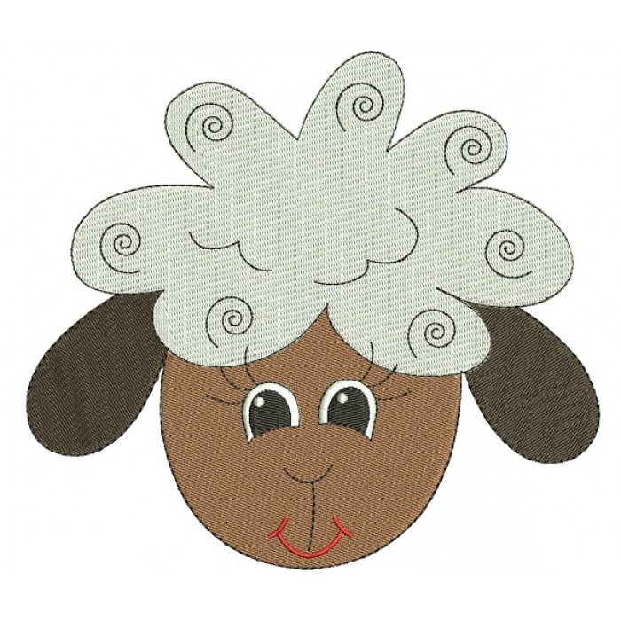 Cute Sheep Head Filled Machine Embroidery Design Digitized Pattern