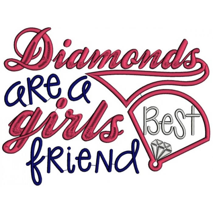 Diamonds are Girls Best Friends Applique Machine Embroidery Design ...