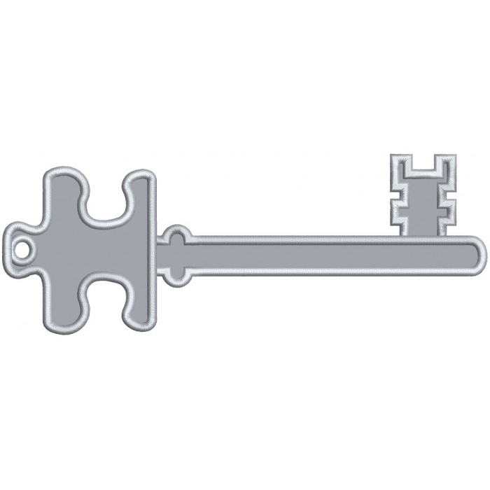 Silver Key Applique Machine Embroidery Design Digitized Pattern
