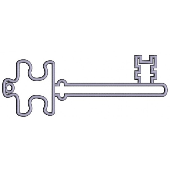 Silver Key Applique Machine Embroidery Design Digitized Pattern