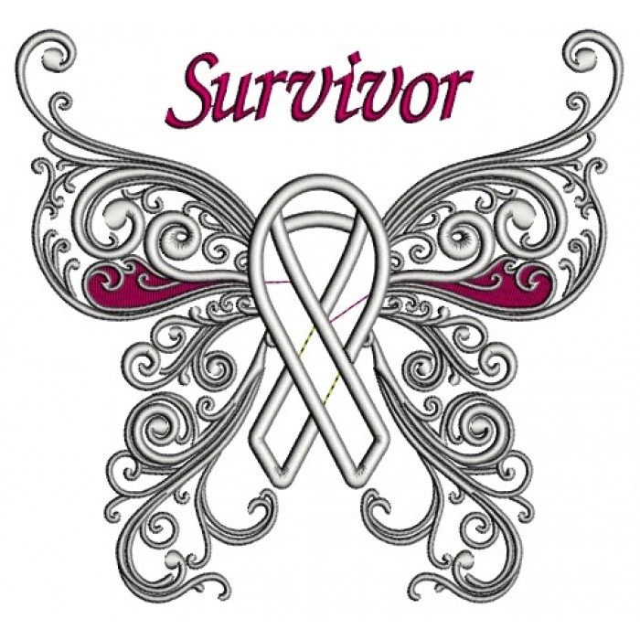 Thyroid Cancer Awareness Butterfly With Ribbon Applique Machine ...