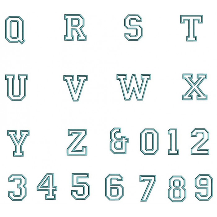 College Embroidery Font Script - Instant Download - (Upper Case ...