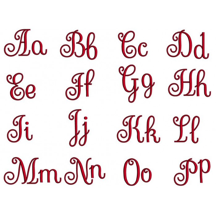 Sevile Font Machine Embroidery Script Upper and Lower Case 1 2 3 inches